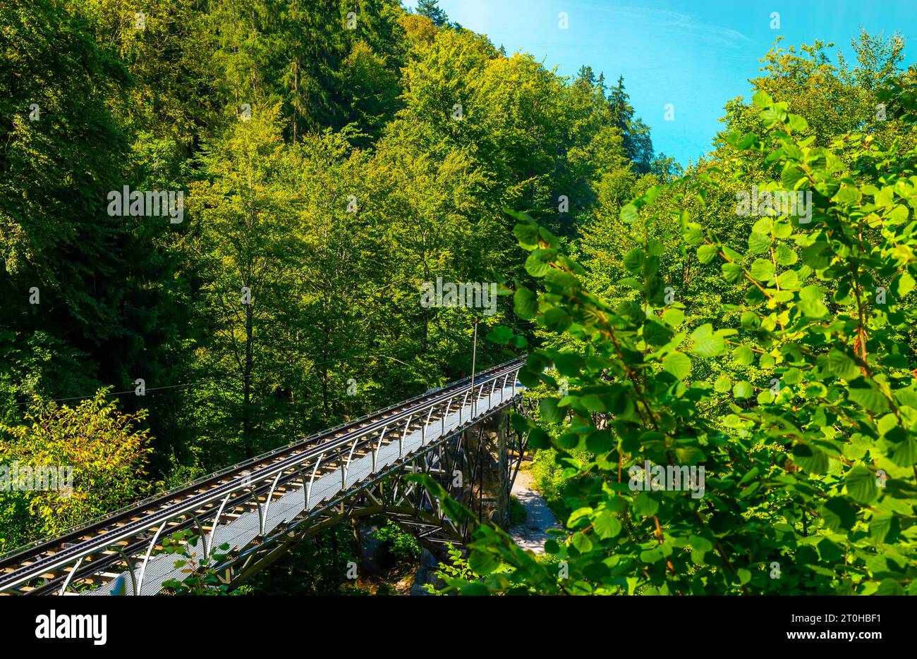 The Oldest Cable Train in Europe with the View over Lake Brienz with ...
