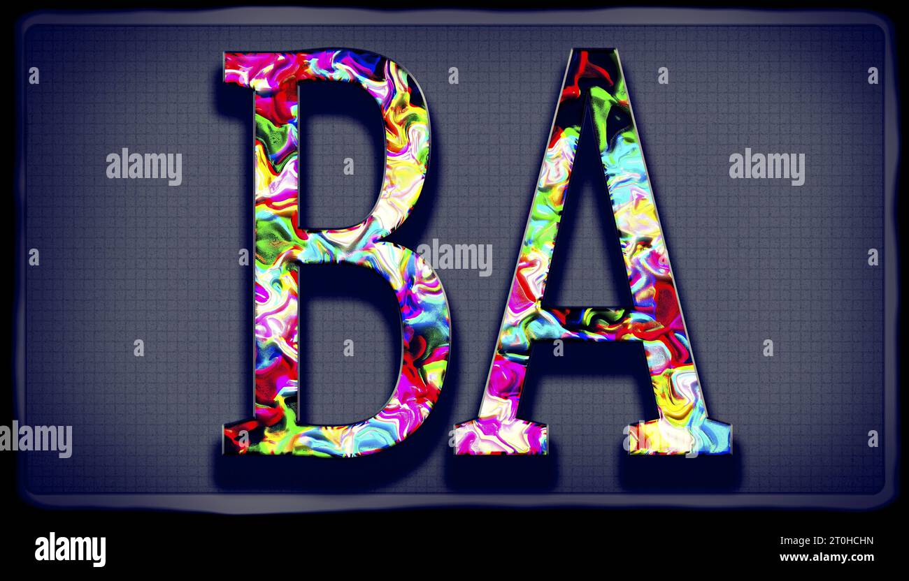 Double letter signature BA in an unique design named Painter rough ...