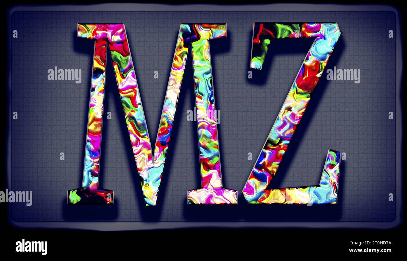 Double letter signature MZ in an unique design named Painter rough ...