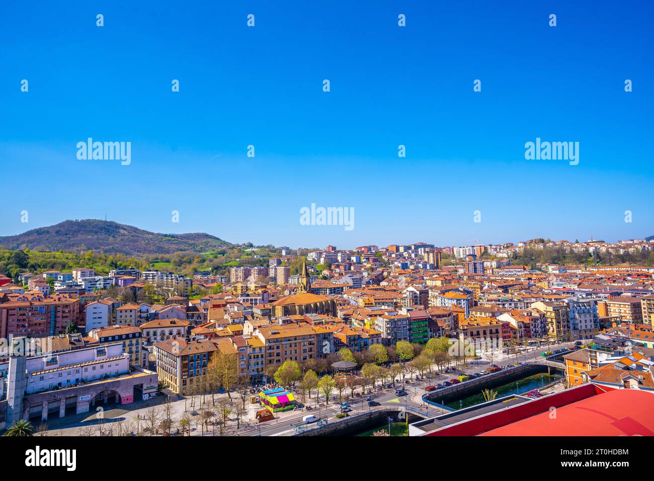 Aerial view of the Errenteria city skyline from above. Gipuzkoa, Basque ...