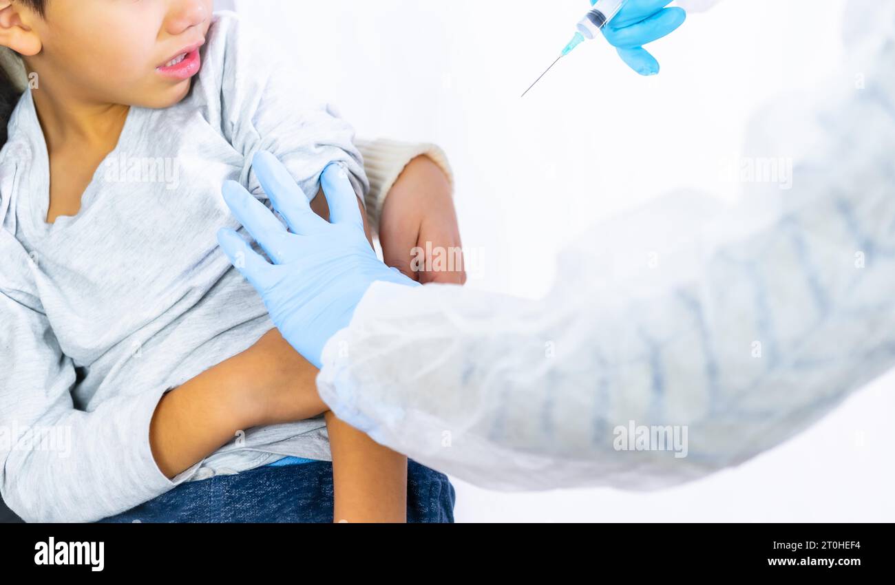 Child getting vaccine injection. Vaccination of children. Immunization ...