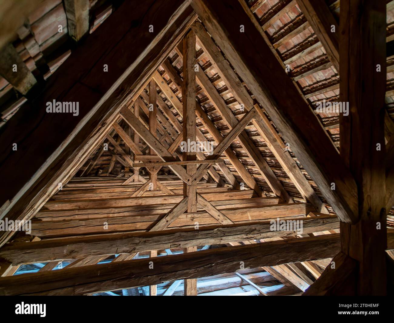 Wooden church roof beams hi-res stock photography and images - Alamy