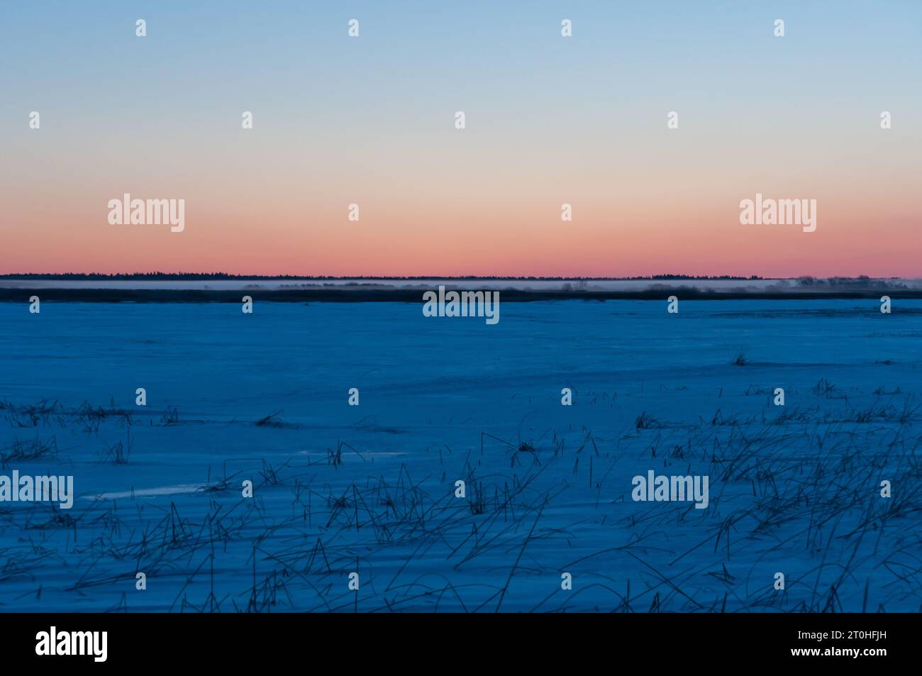 Fog layer over frozen river delta of Kokemäenjoki in Pihlava, Pori in ...