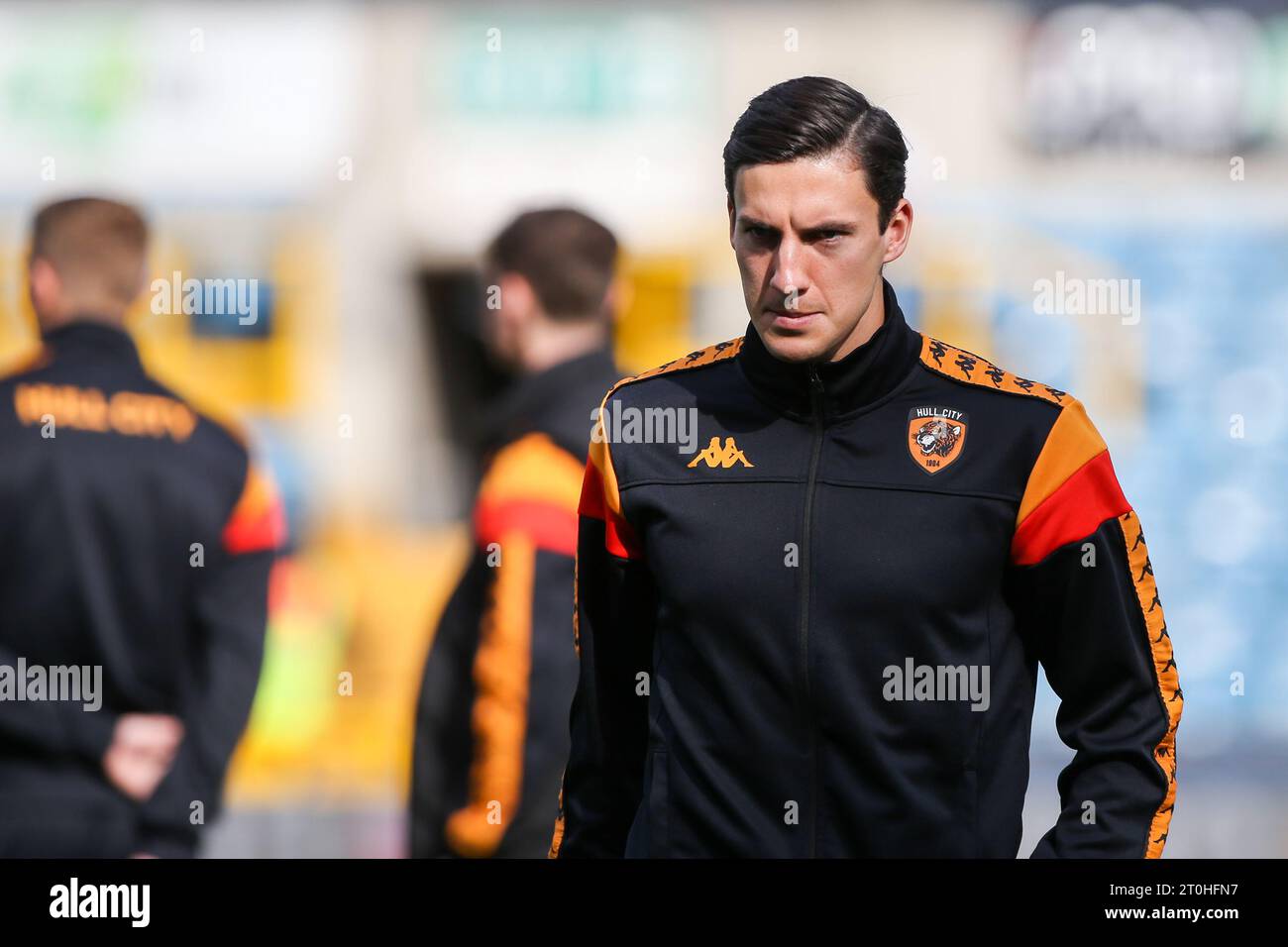 Alfie Jones #5 of Hull City arriving during the Sky Bet Championship ...