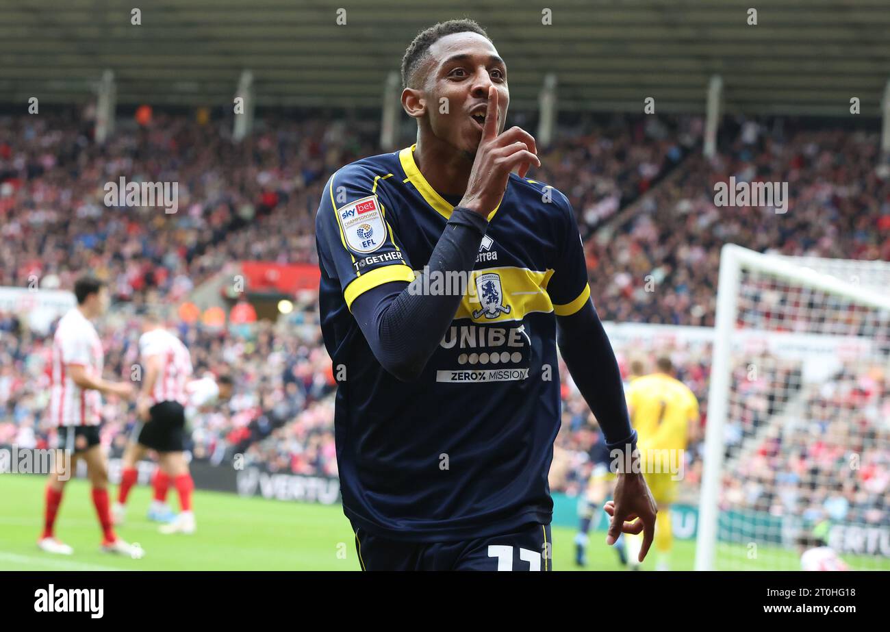 Isaiah Jones of Middlesbrough reacts after his teams second goal during ...