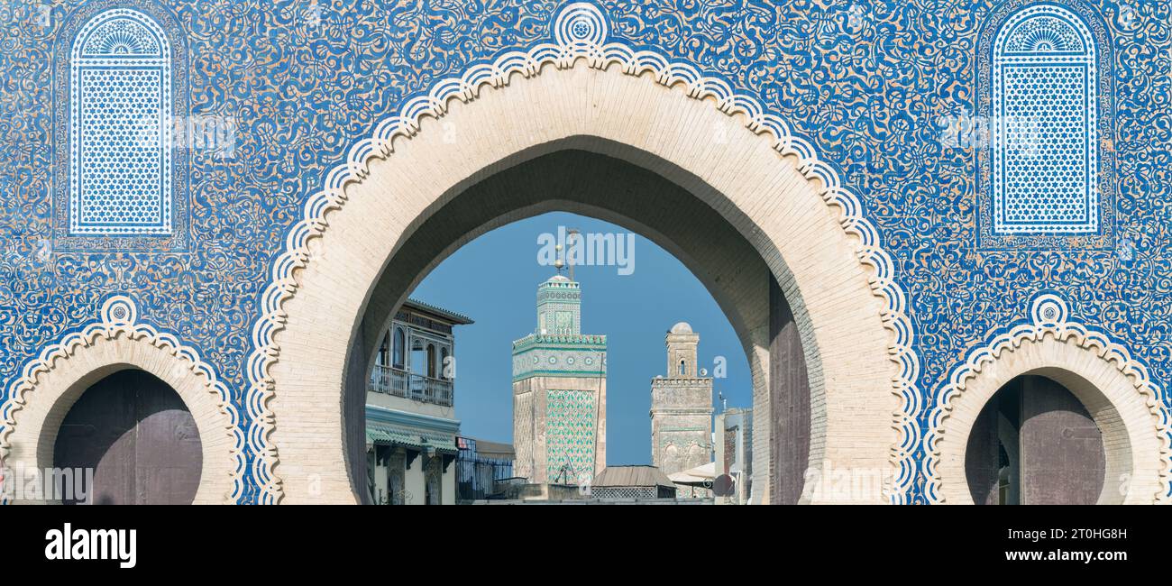 Fes, Morocco - ornate city gate of Fes el Bali, the old city, called ...