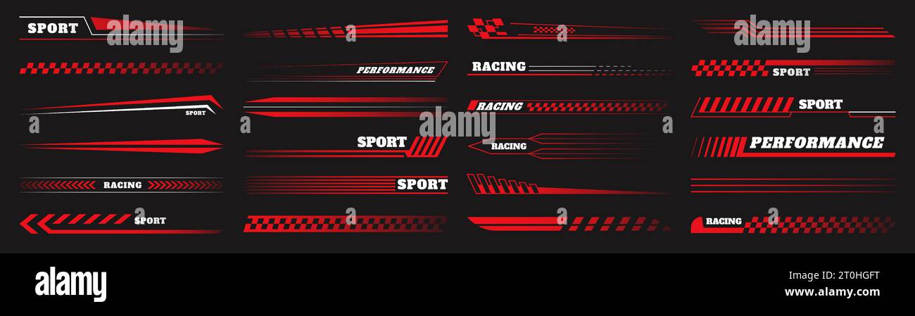 Race stripes. Sport car design. Line flag stickers. Speed wrap checker ...