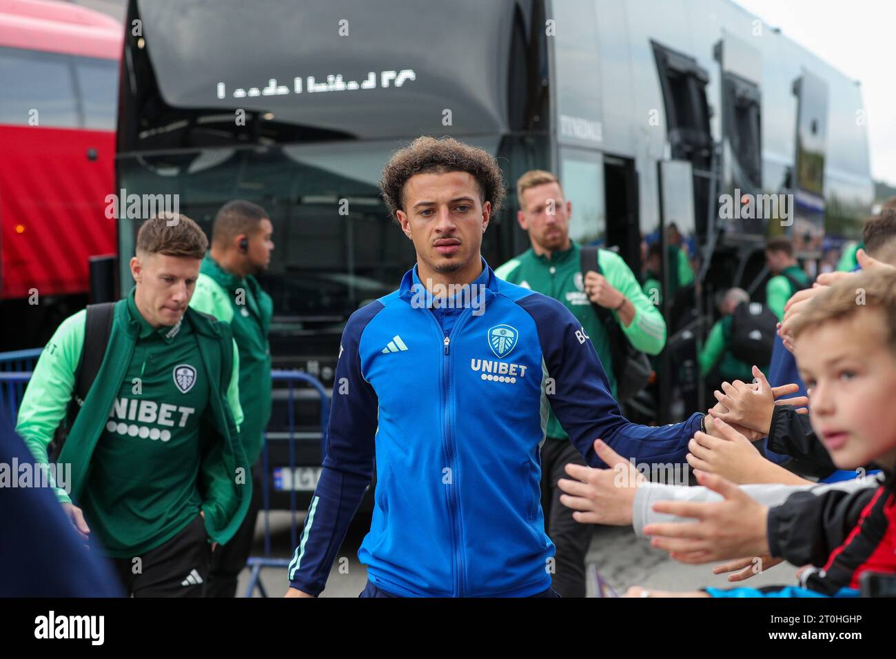 Leeds, UK. 07th Oct, 2023. Ethan Ampadu #4 of Leeds United arrives at ...