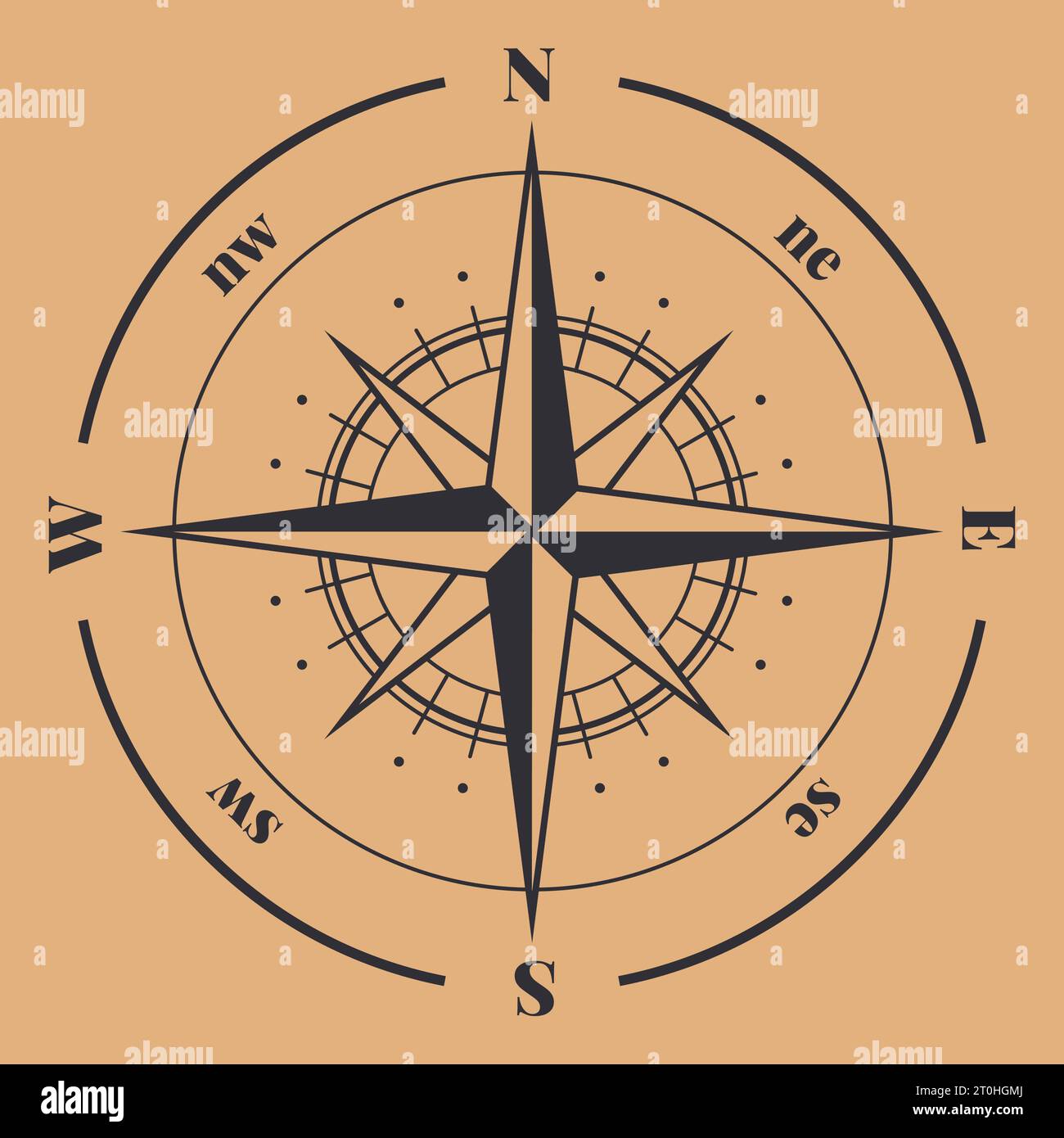 Compass Wind Rose With North Orientation Sea Navigational Equipment Antique Logo Cartographic
