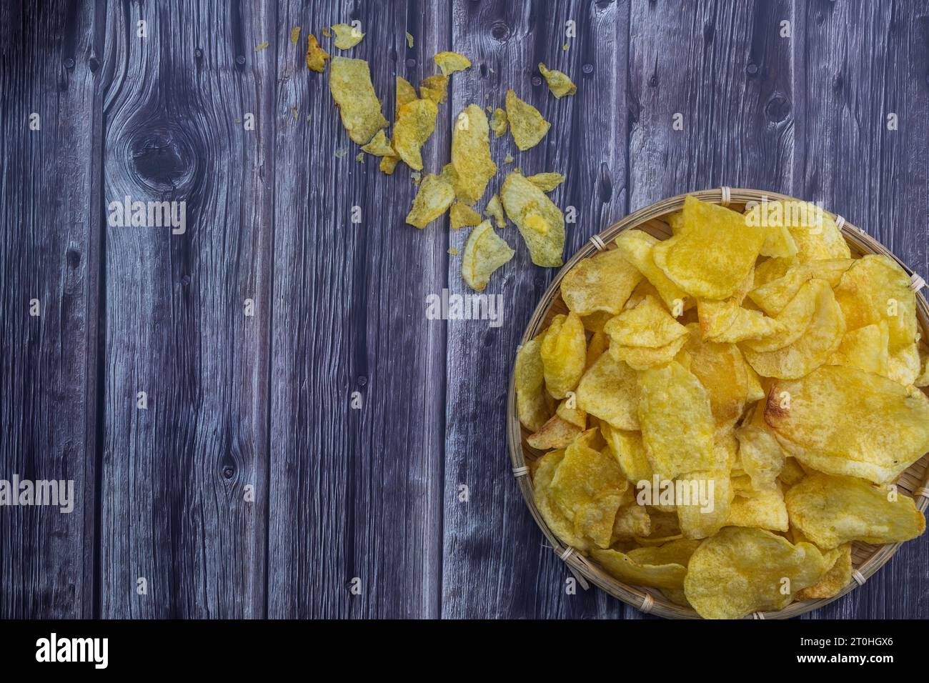 Rustic Delight: Golden Potato Chips in a Wooden Bowl - Tempting and ...