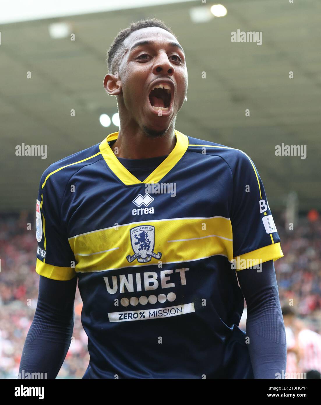 Isaiah Jones of Middlesbrough reacts after his teams second goal during ...