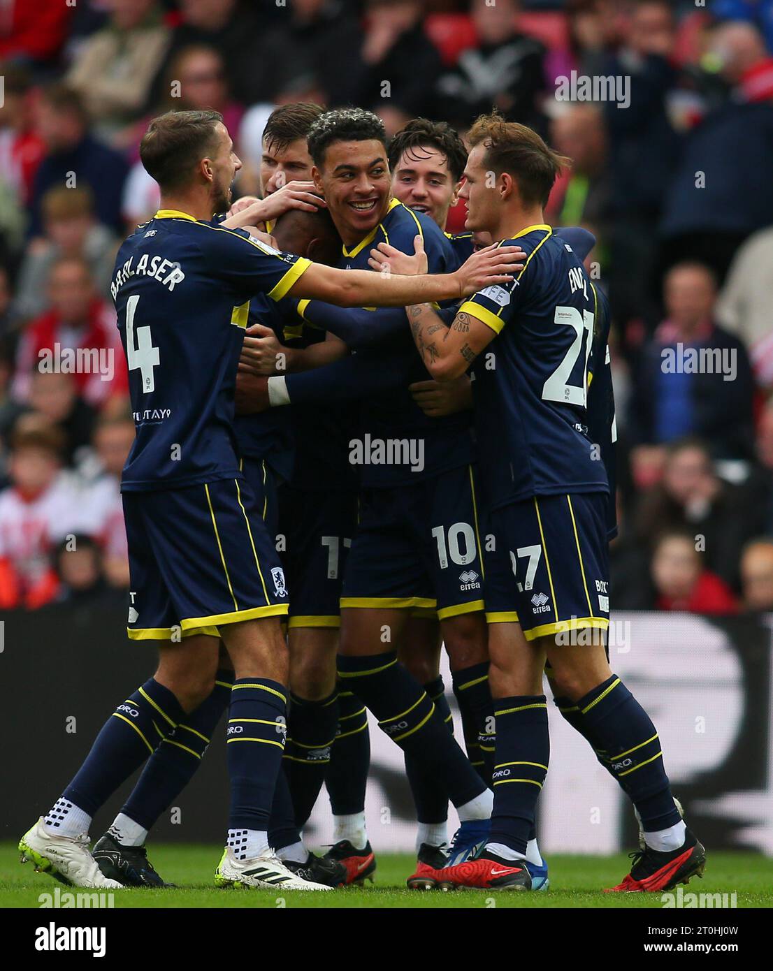 Middlesbrough's players celebrate Middlesbrough's Isaiah Jones's goal ...