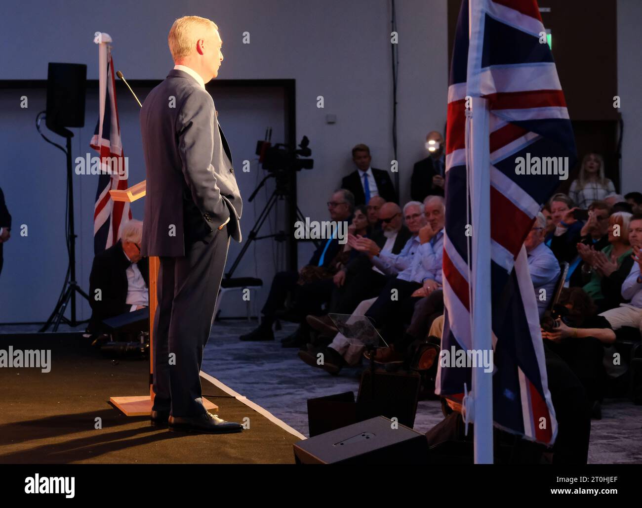 London, UK. 7th Oct 2023. The Reform Party Conference in London. Nigel ...