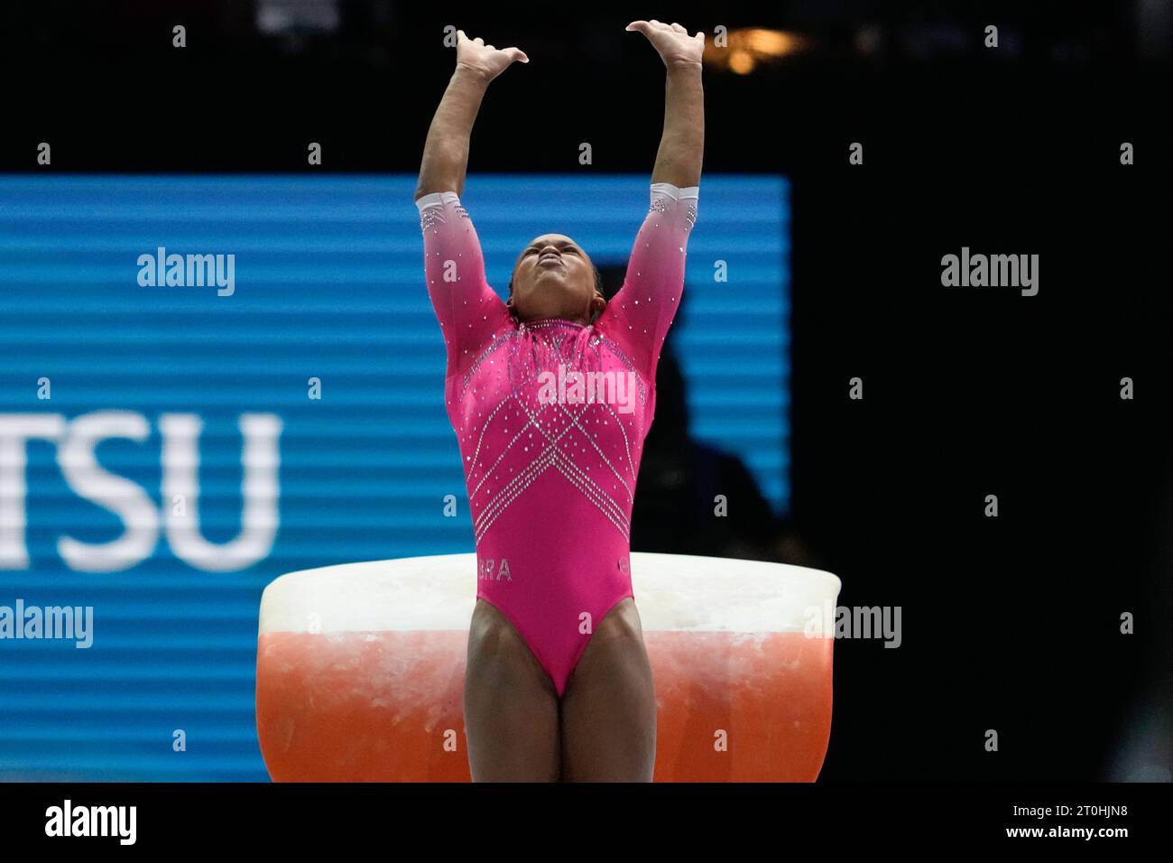 Brazil's Rebeca Andrade competes on the vault to win a gold medal ...