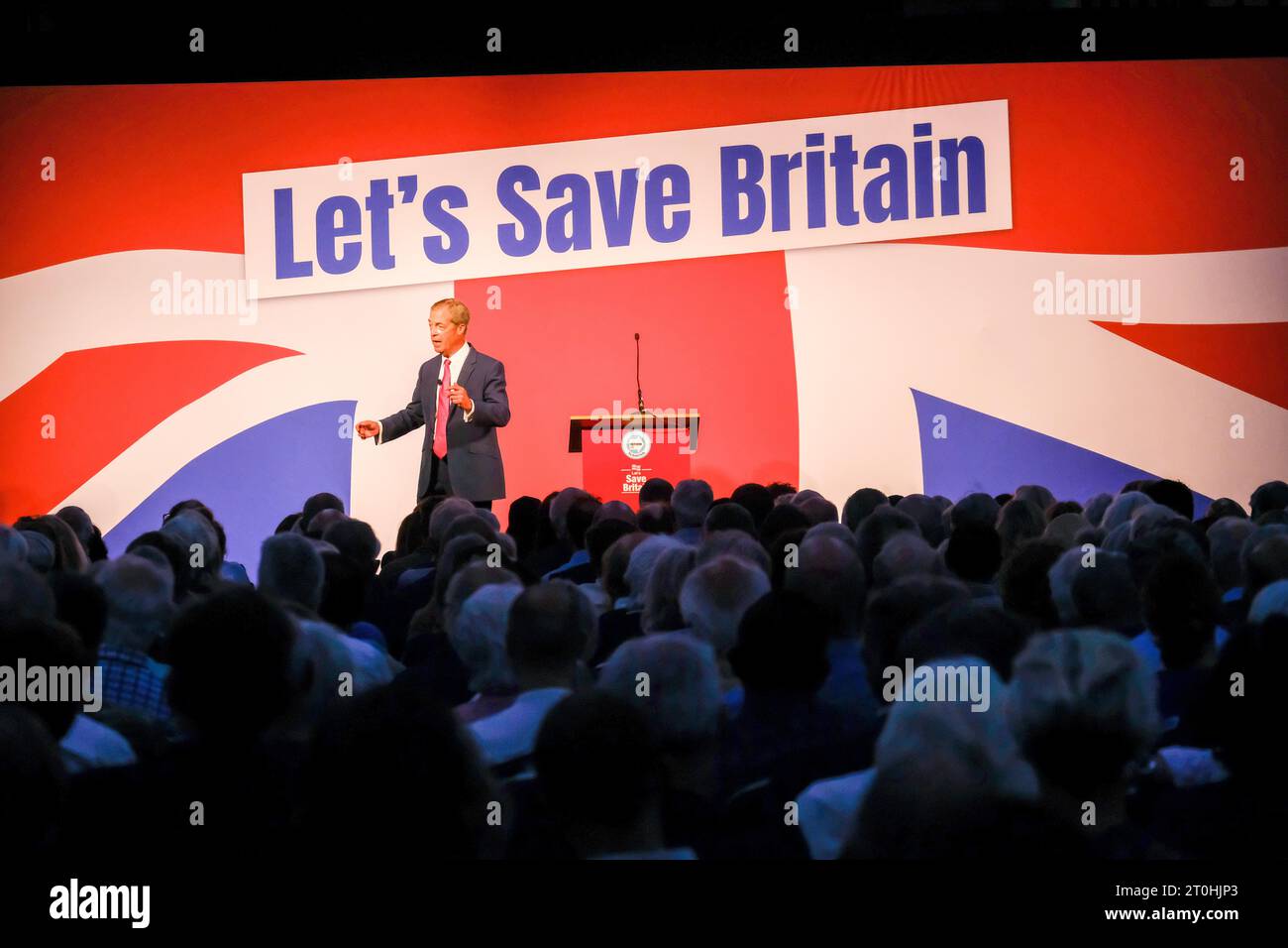 London, UK. 7th Oct 2023. The Reform Party Conference in London. Nigel ...