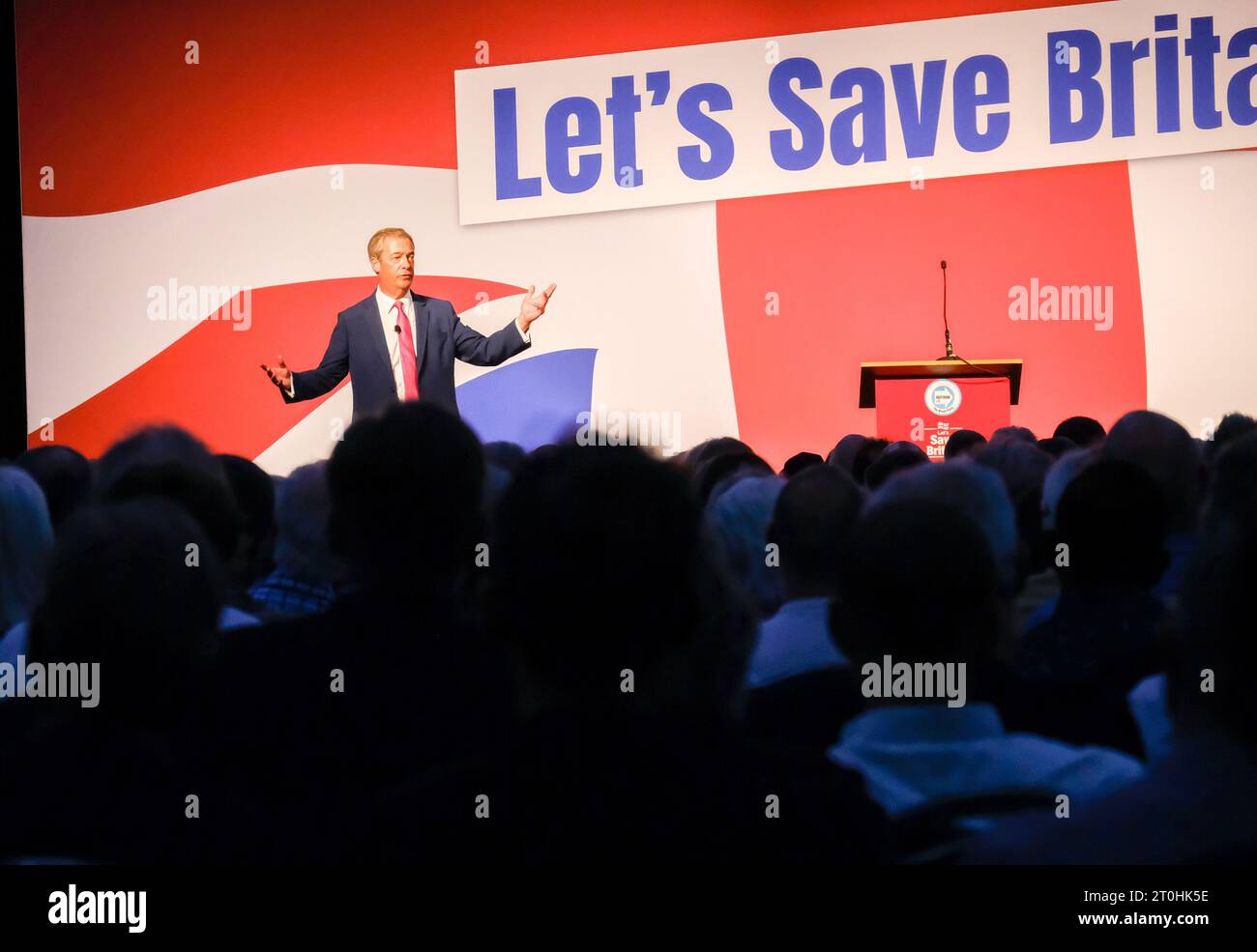London, UK. 7th Oct 2023. The Reform Party Conference in London. Nigel ...