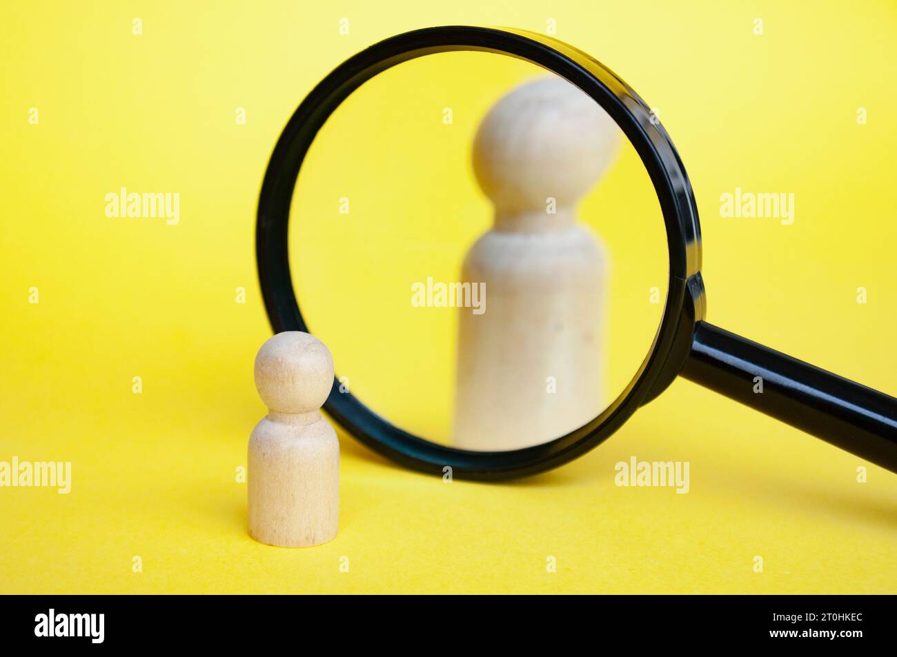 Wooden figure looking at the future him or her. Goal and motivation ...