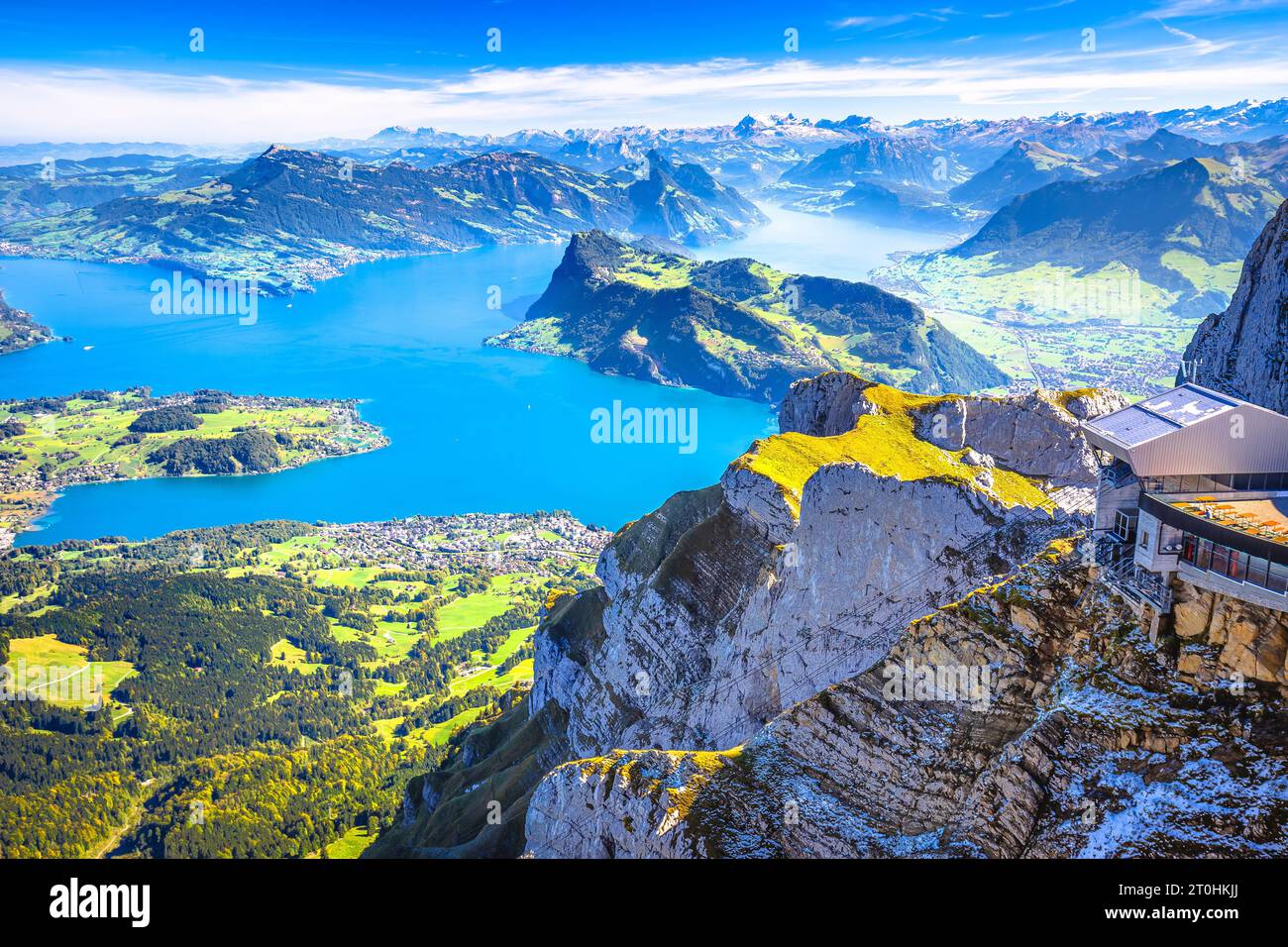 Lake Luzern aerial view from Pilatus peak, scenic nature of Switzerland ...