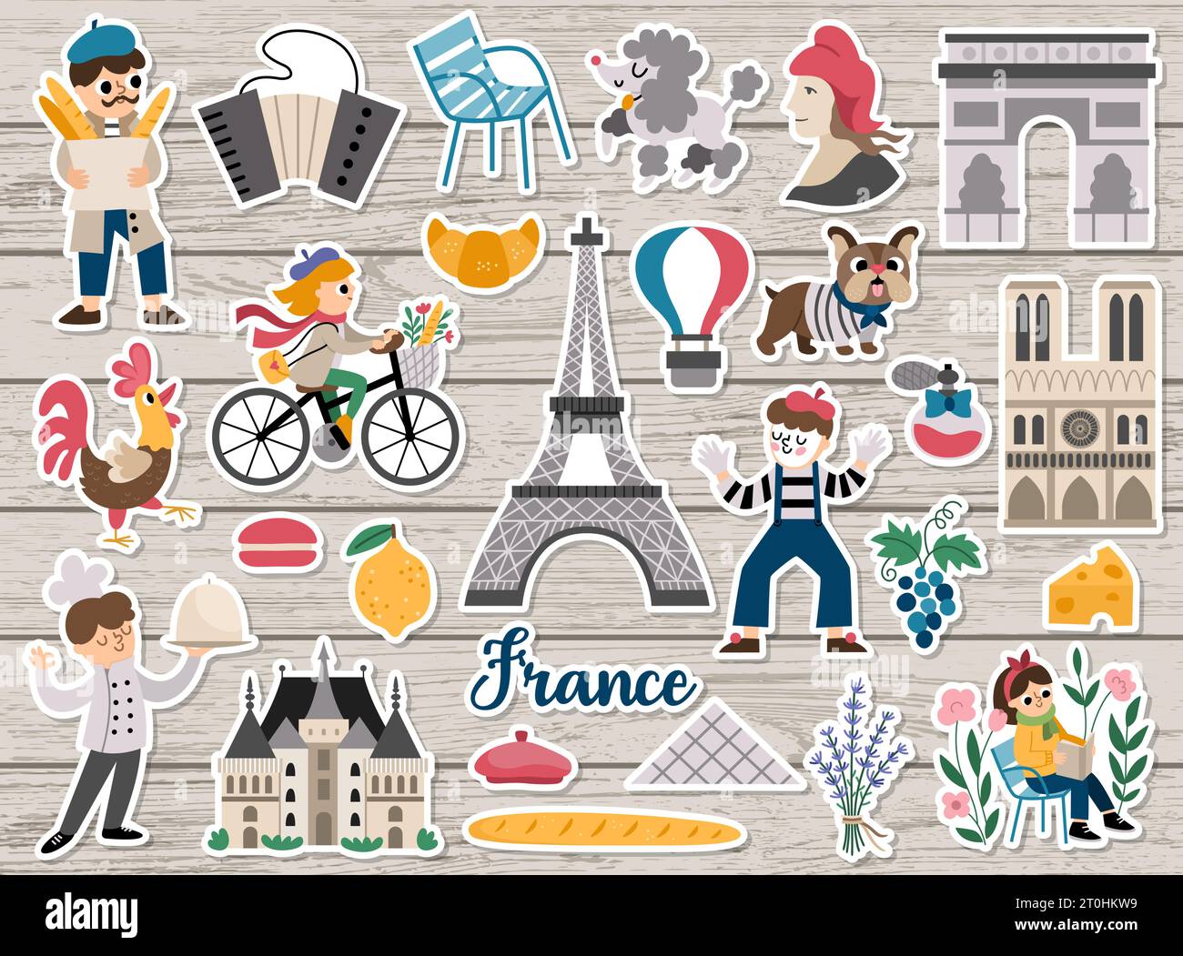 Big vector French stickers set. France patches icons collection with ...