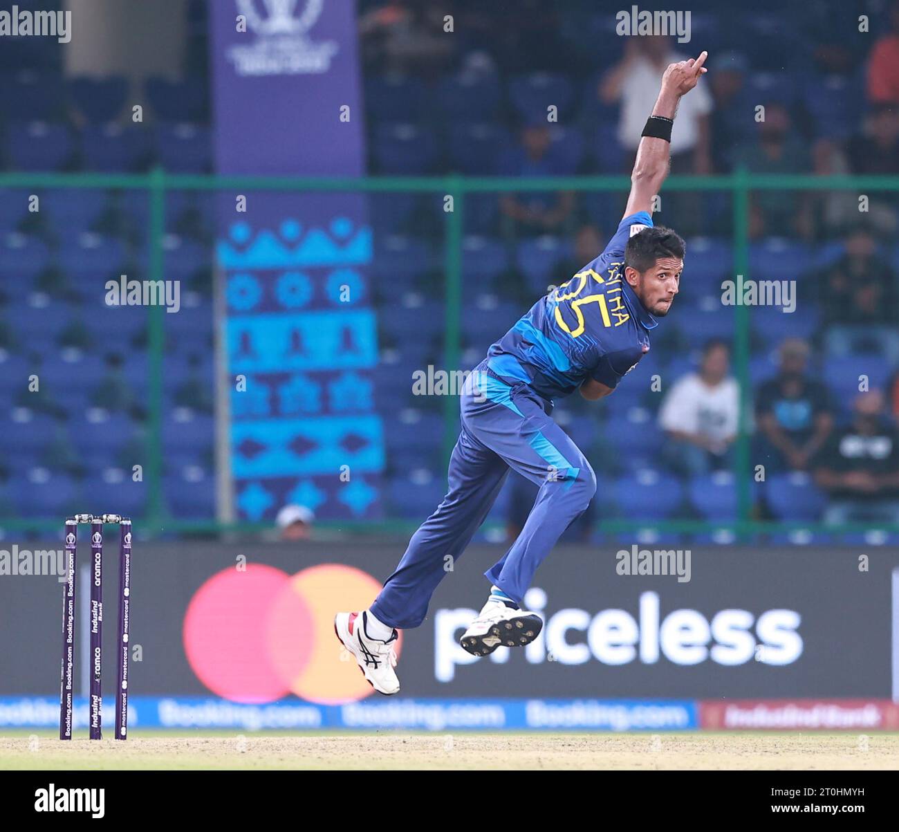 New Delhi, Delhi, India. 7th Oct, 2023. Kasun Rajitha of Sri Lanka ...