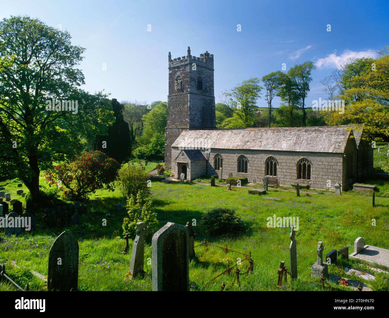 View NW of the church (C14th tower, C15th S aisle) & wildlife area of ...