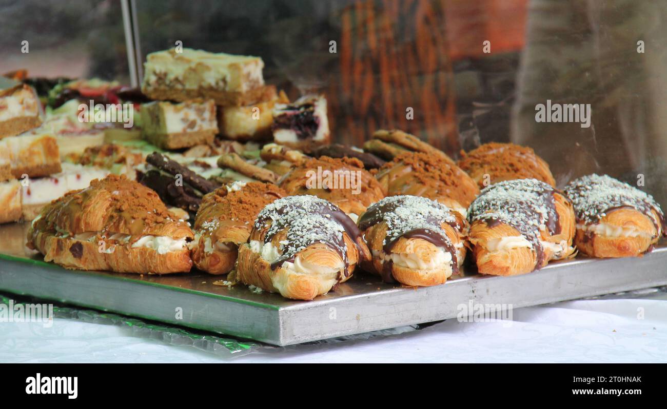 A Display of Various Types of Fresh Cream Cakes Stock Photo - Alamy