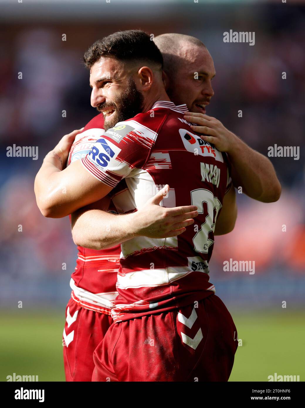 Wigan Warriors' Liam Marshall (left) and Wigan Warriors' Abbas Miski ...