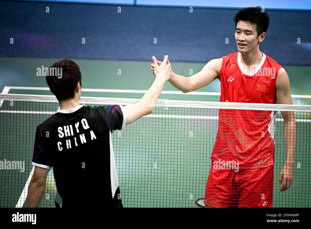 Hangzhou, China's Zhejiang Province. 7th Oct, 2023. Shi Yuqi (L) and Li ...