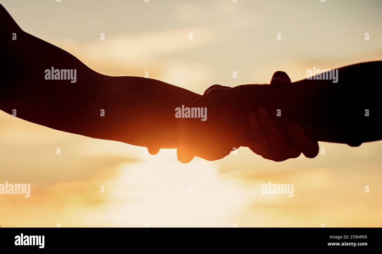 Outstretched hands, salvation, help silhouette, concept help. Giving a helping hand. Rescue ...