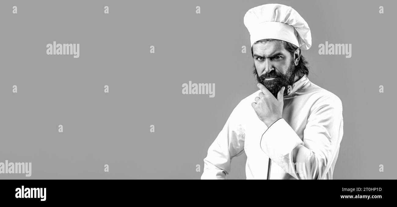 Portrait chef cook. Cook hat. Bearded chef, cooks or baker. Bearded ...