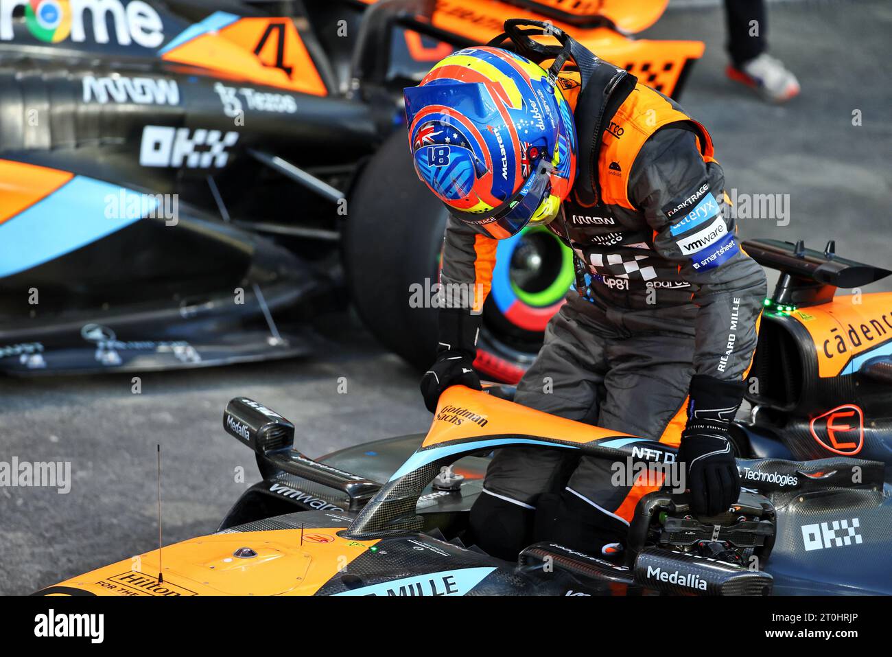 Doha, Qatar. 07th Oct, 2023. Oscar Piastri (AUS) McLaren MCL60 quickest in Sprint Shootout. 07. ...