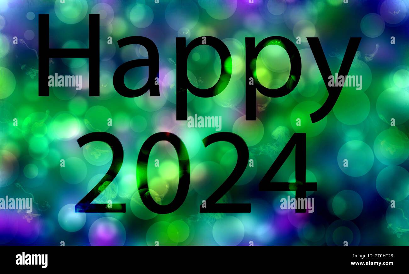 happy 2024 with background blue green background circles like ...