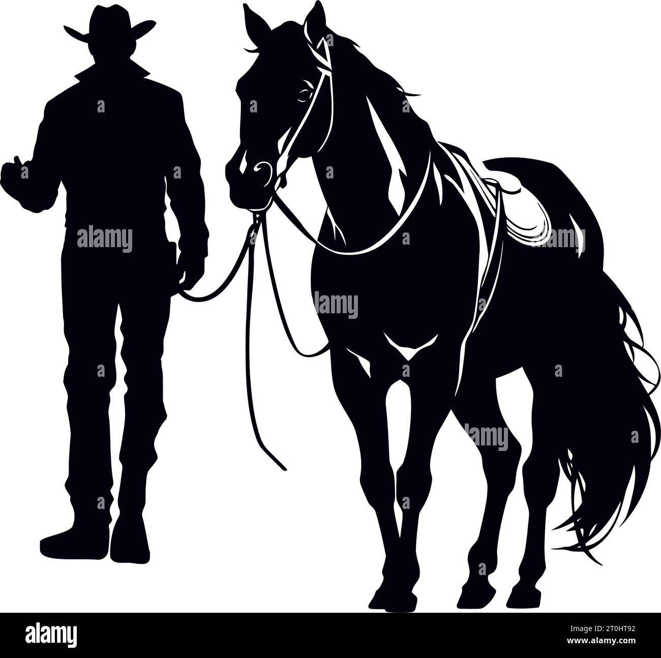 cowboy silhouette in horse standing Stock Vector Image & Art - Alamy