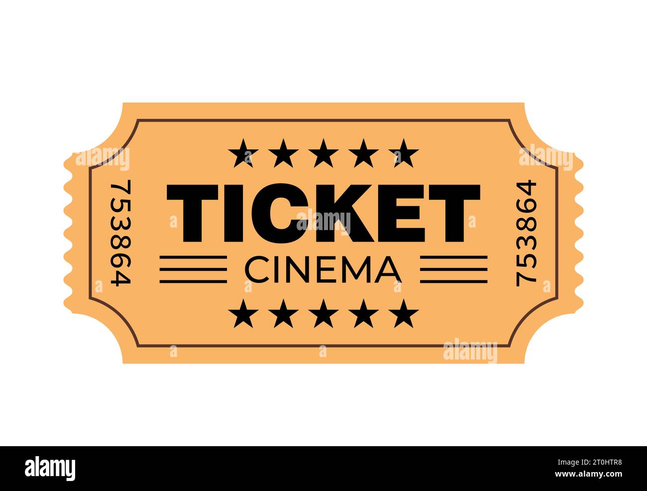 Cinema ticket with barcode vector icon. Movie ticket template. Realistic cinema theater ...