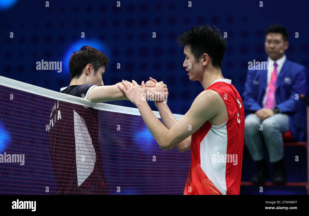 Hangzhou, China's Zhejiang Province. 7th Oct, 2023. Li Shifeng (R) and ...