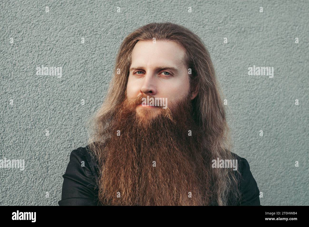 Man portrait Scandinavian european thirty years old long bearded with ...