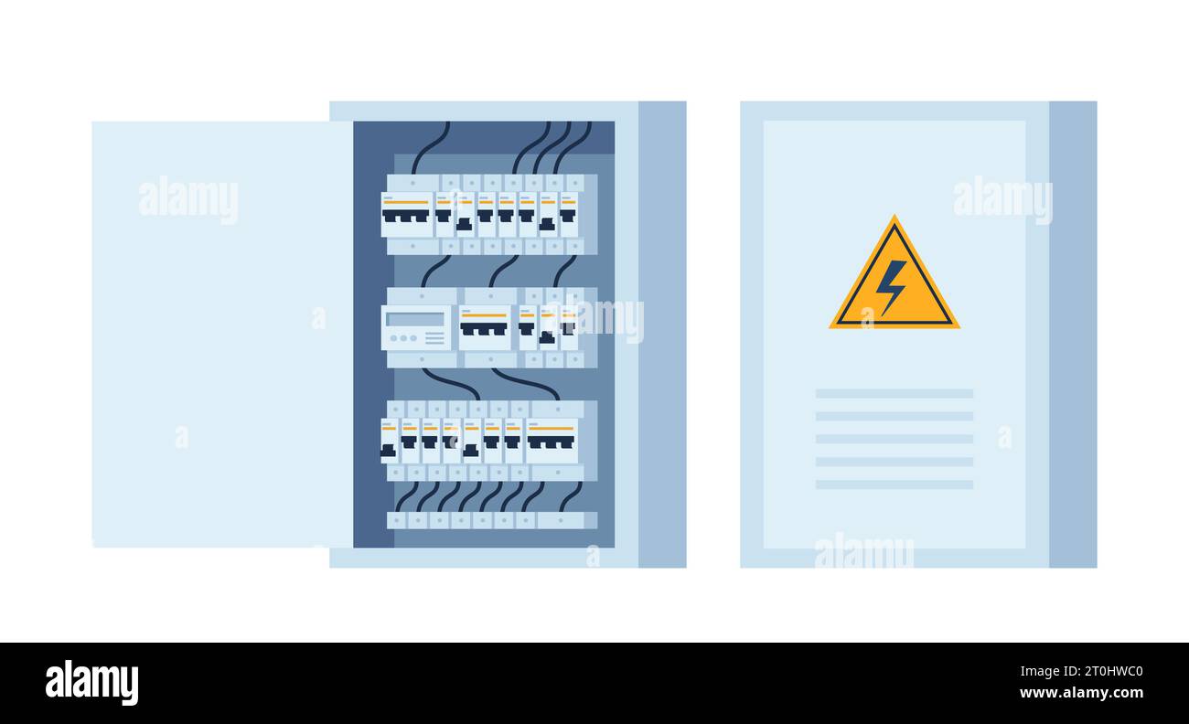 Electrical panel with switches, fuse, contactor, wire, automatic ...
