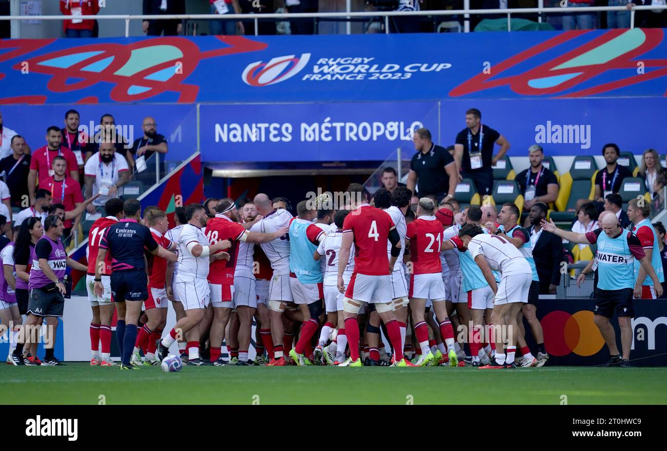 Players from both sides clash, which resulted in yellow cards being ...