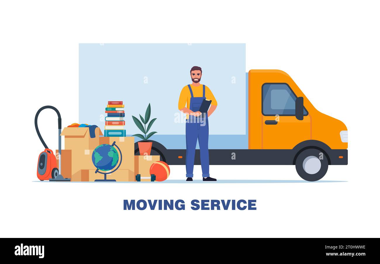 Family loading moving truck Stock Vector Images - Alamy