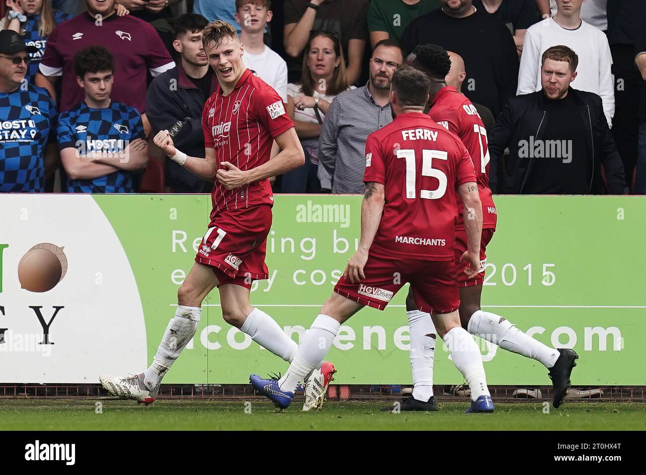 Cheltenham Town's Rob Street celebrates scoring their side's first goal ...