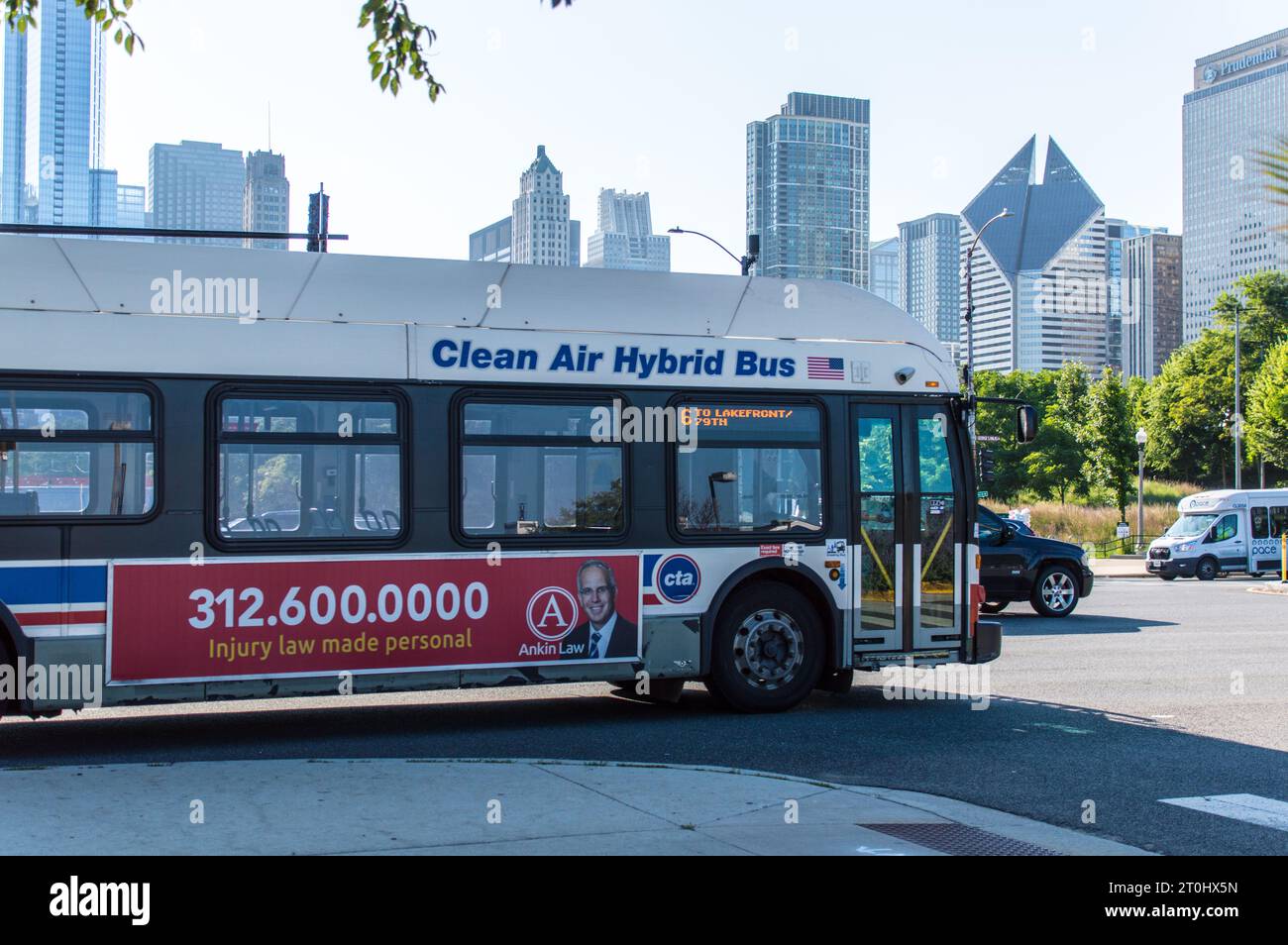 Clean Air Hybrid Bus in Chicago city operated for CTA Chicago Transit Authority Stock Photo - Alamy