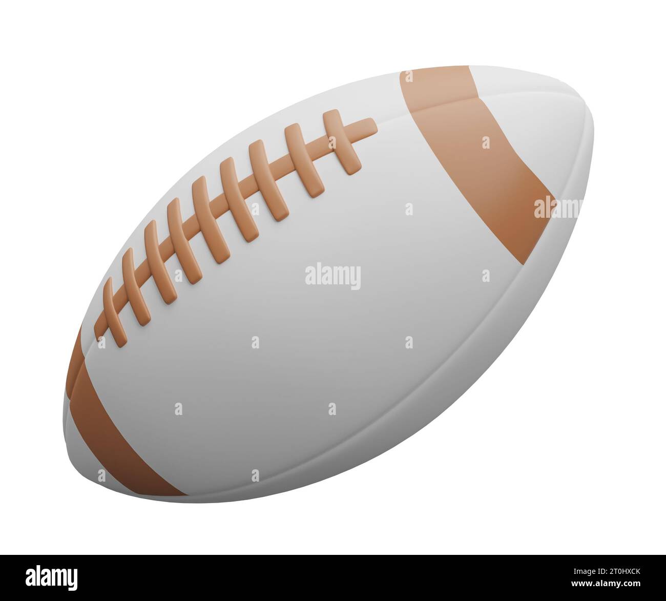white rugby ball sport equipment. 3d render illustration isolated on ...