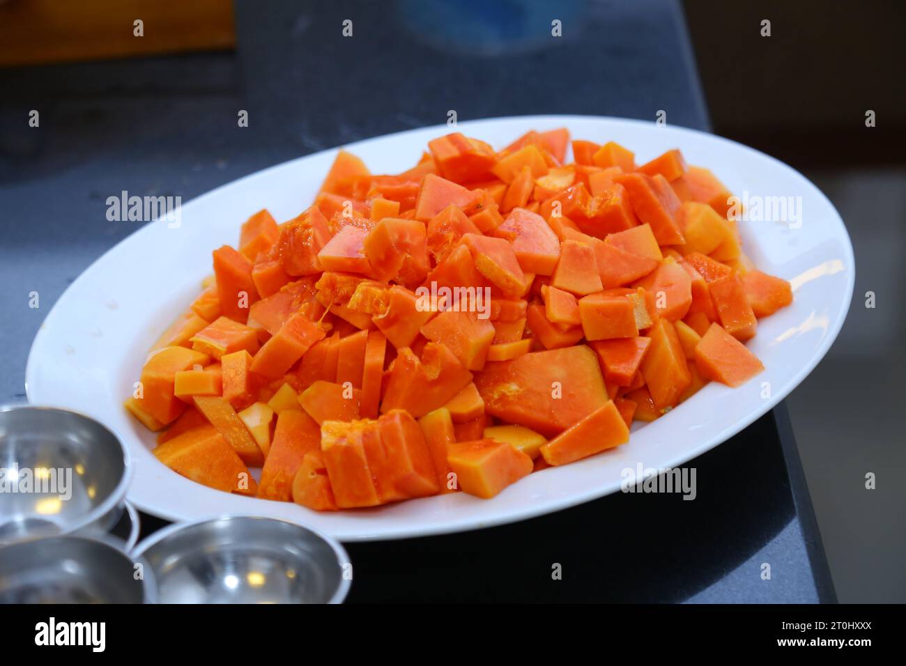 The papaya or papaw or pawpaw. It is the plant species Carica papaya ...