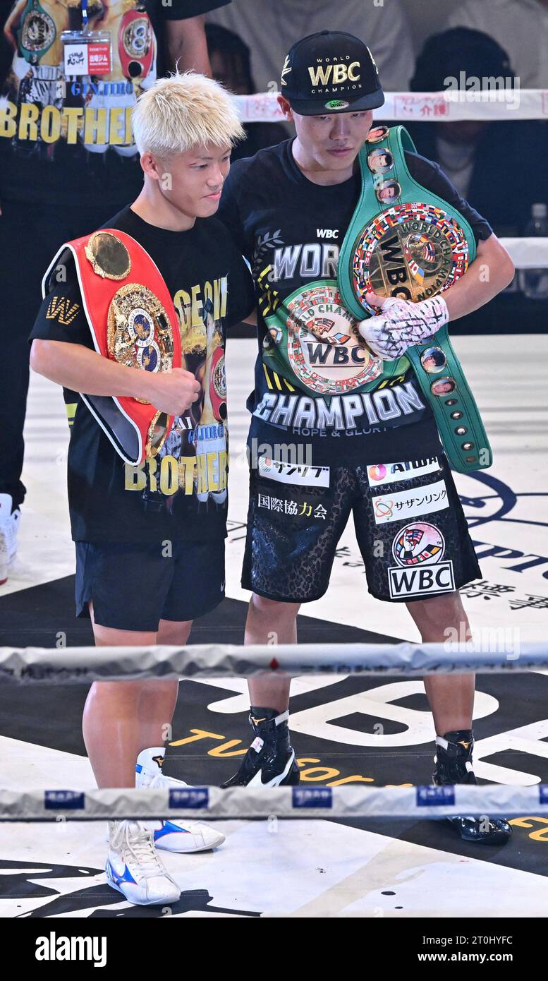 Japanese Ginjiro Shigeoka (L), the IBF strawweight champion and his ...