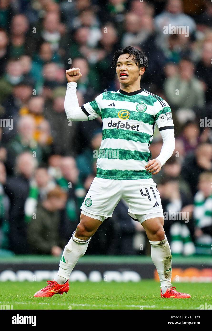 Celtic’s Reo Hatate celebrates scoring his sides first goal during the ...