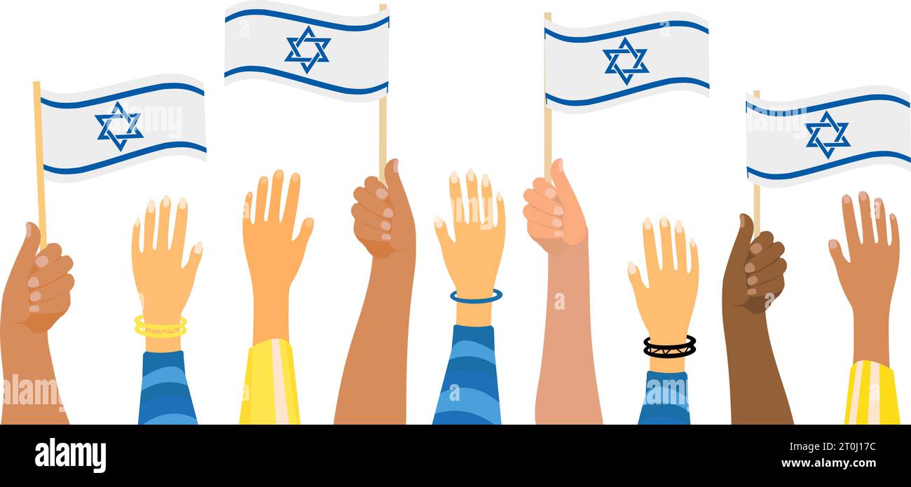 Support Israel State and I Stand with Israel. Hand holding Israel flags ...