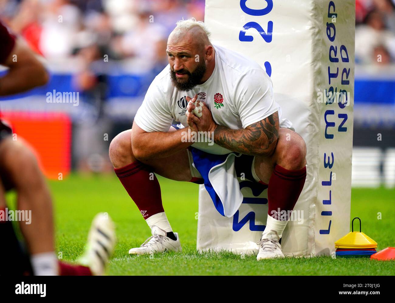 England's Joe Marler warms up ahead of the Rugby World Cup 2023, Pool D ...