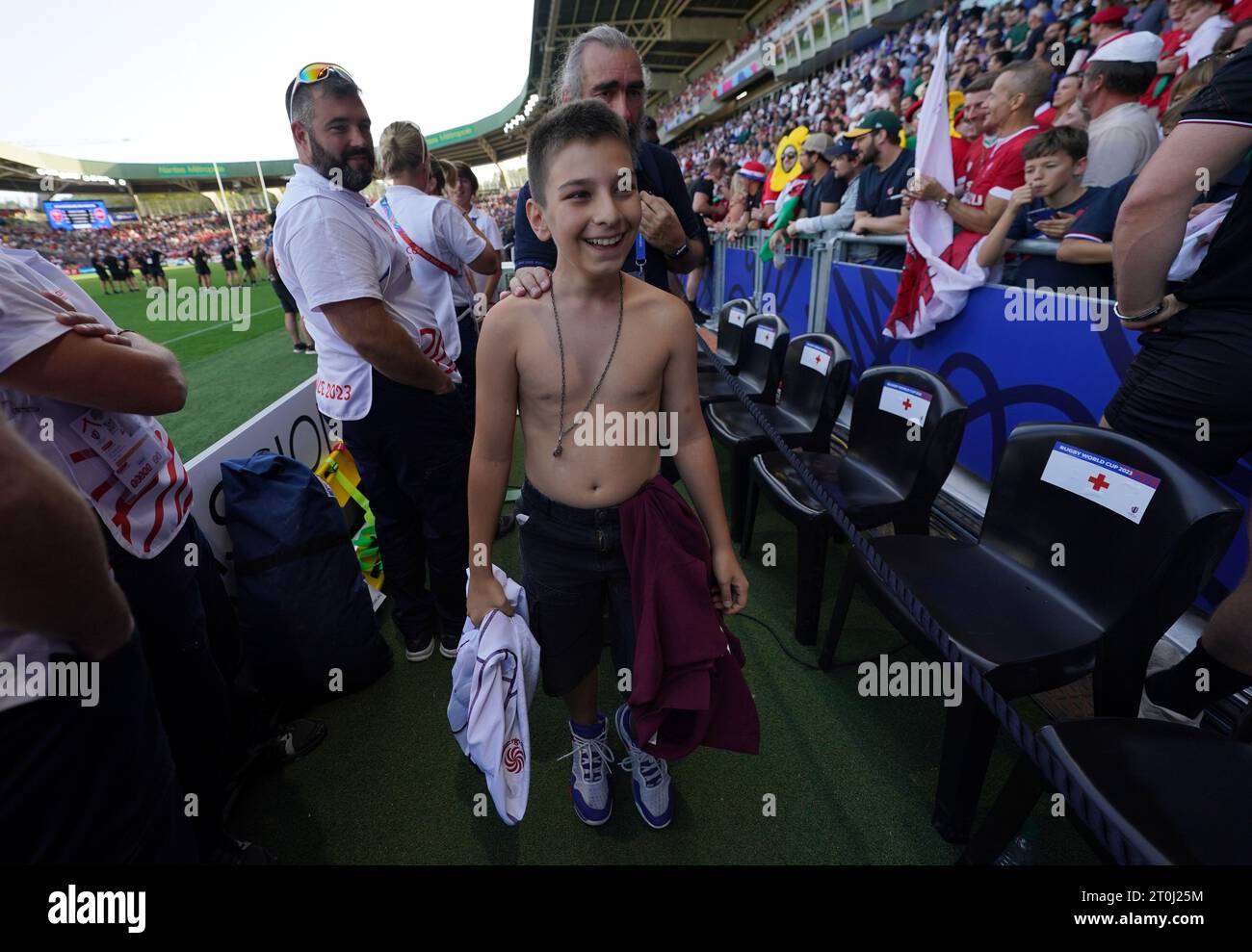 A young Georgia fan, who managed to get onto the pitch after the game a ...