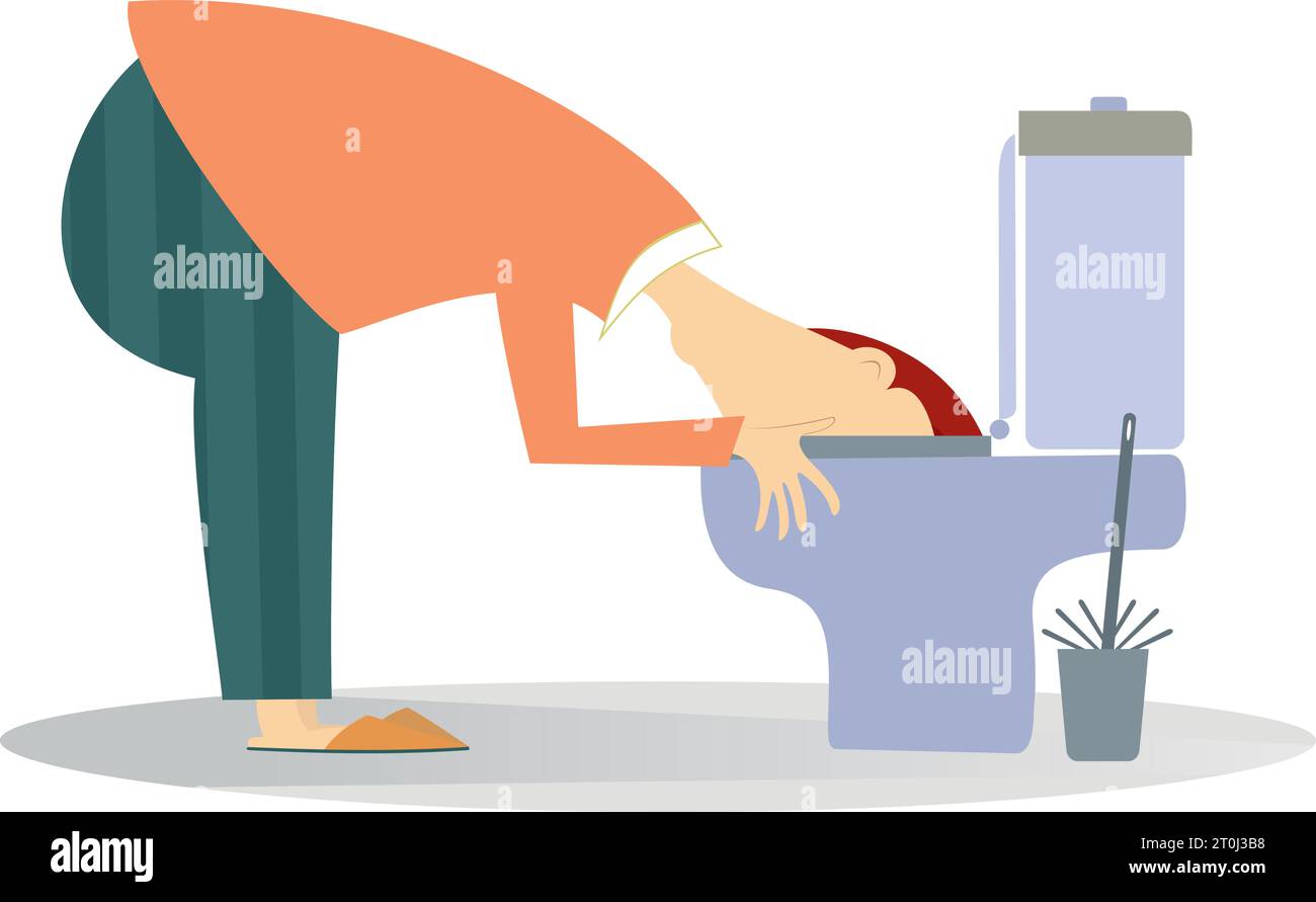 Man vomiting toilet hi-res stock photography and images - Alamy
