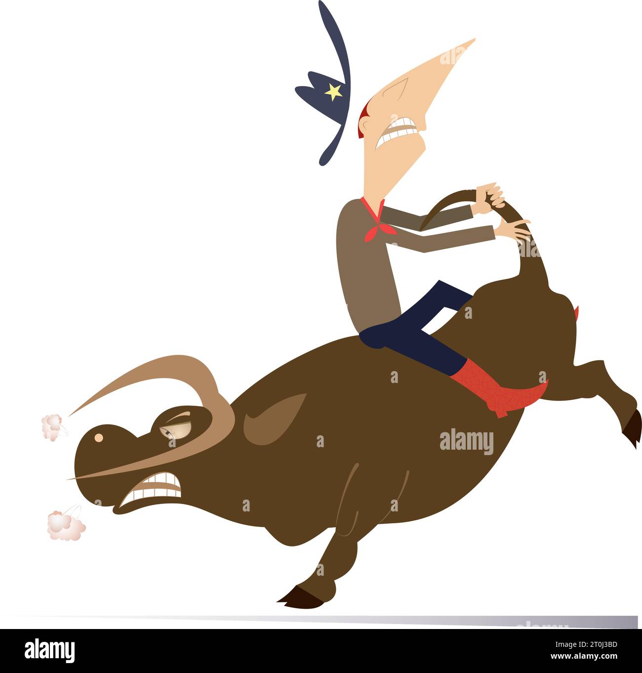 Rodeo cowboy bull riding cartoon hi-res stock photography and images ...
